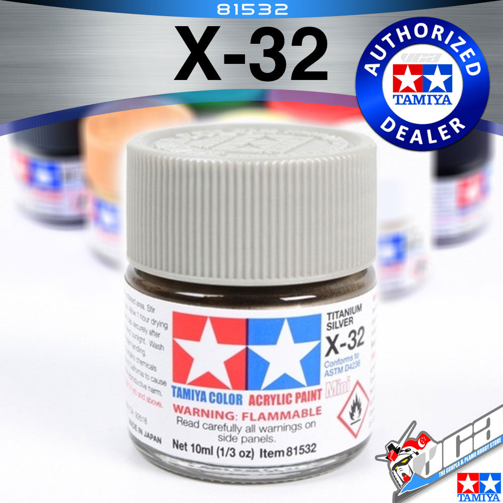 Tamiya 81532 X-32 Titanium Silver Acrylic Mini 10ml Plastic Model Hobby ...